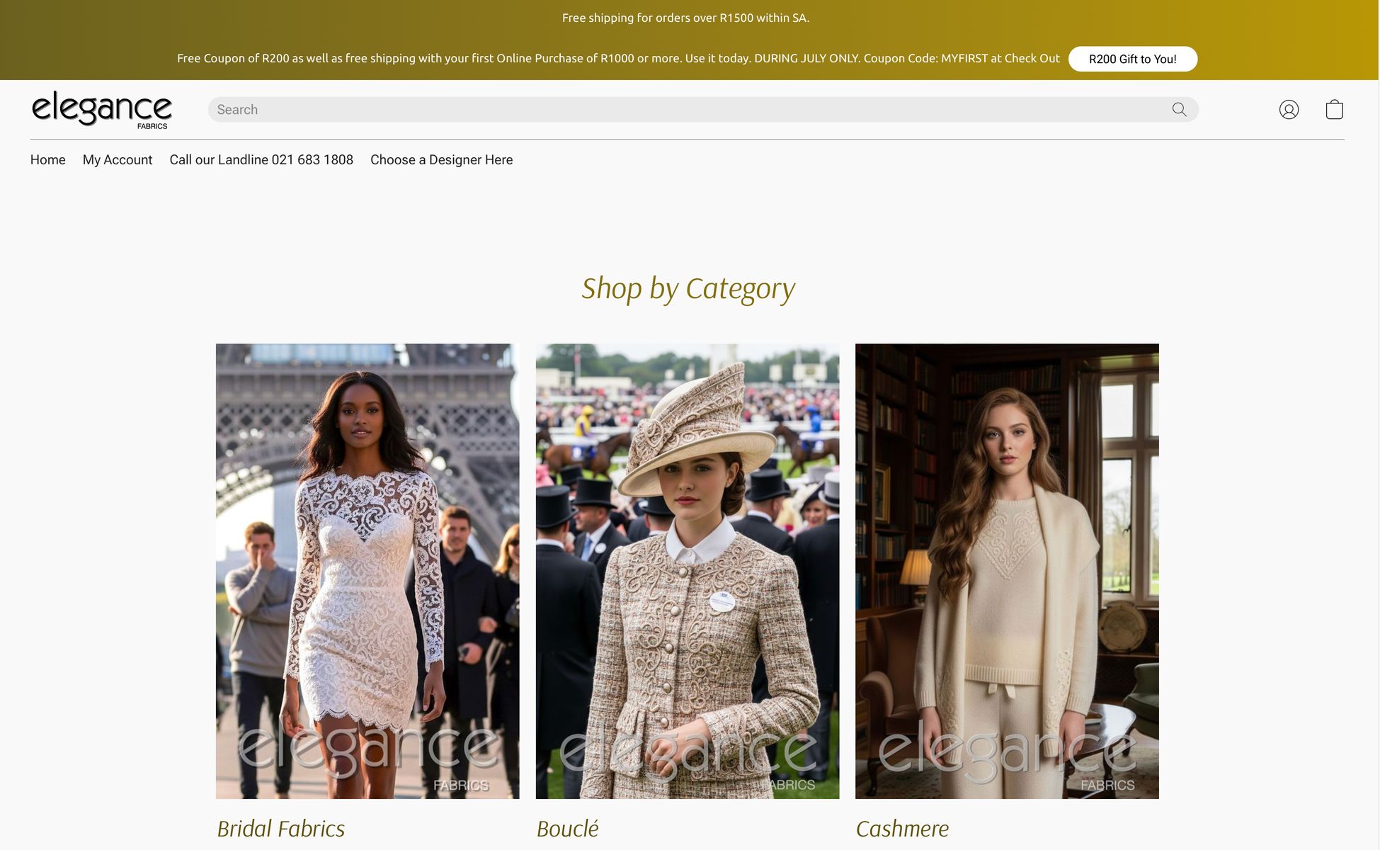 Products — Elegance Fabrics Online. 74 Loop St. Cape Town.